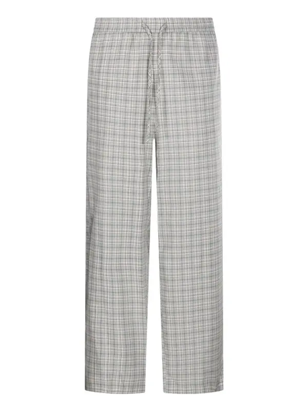 DUNST Drawstring Check Trousers - Gray