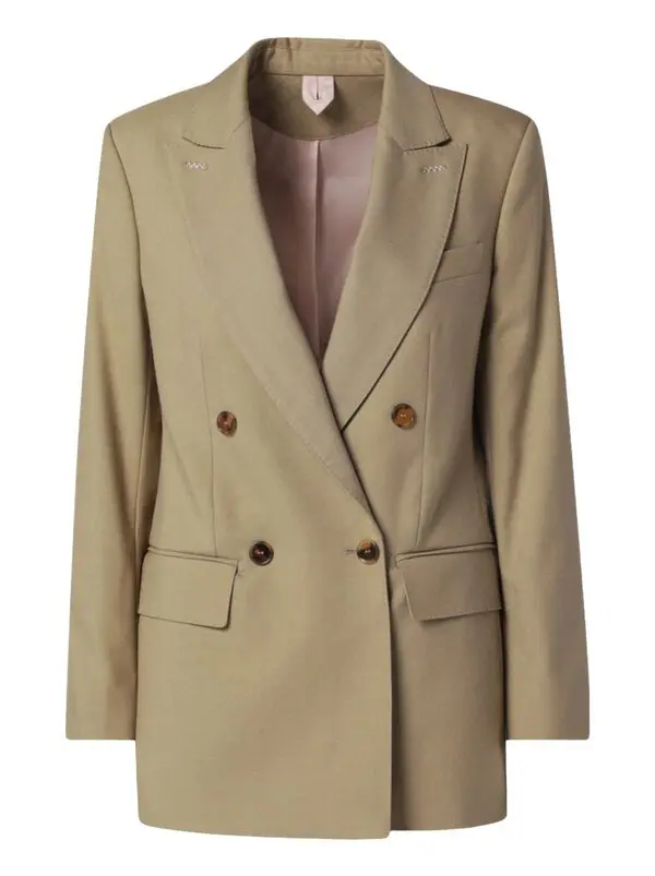Max Mara Tailored Double Breasted Long Sleeve Suit Jacket - Light Brown