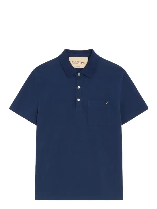 Valentino Garavani Vgold Short-sleeved Polo Shirt - Blue