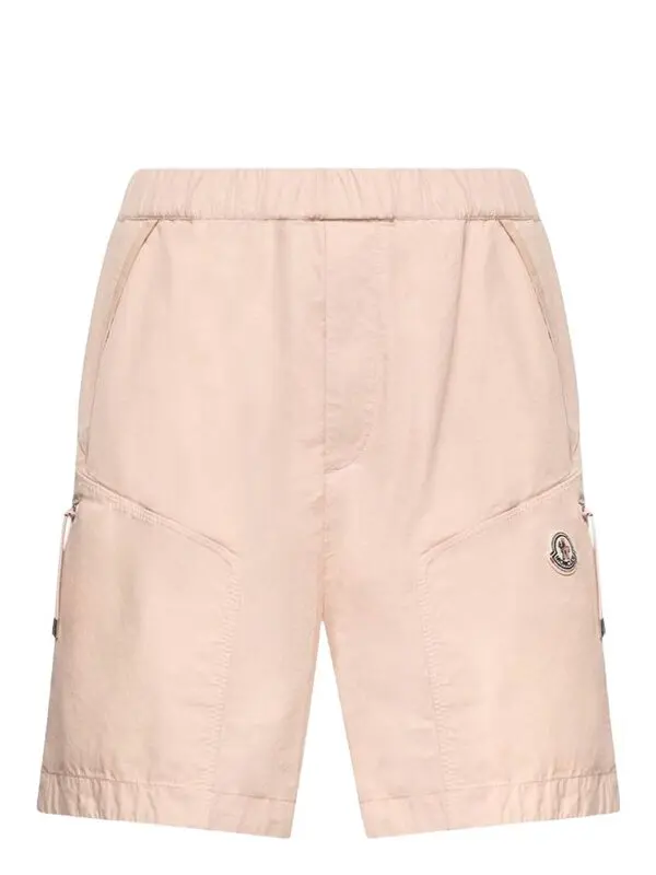 Moncler Cotton Poplin Bermuda Shorts With Contrast Stitching - Light Pink