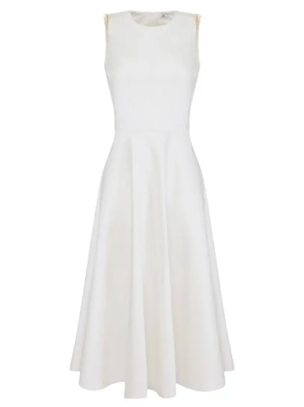 Elisabetta Franchi Duchess Satin Midi Dress - White