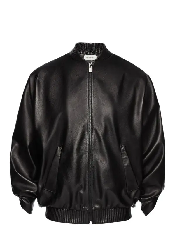 Magda Butrym Long-sleeved Leather Zip-up Jacket - Black