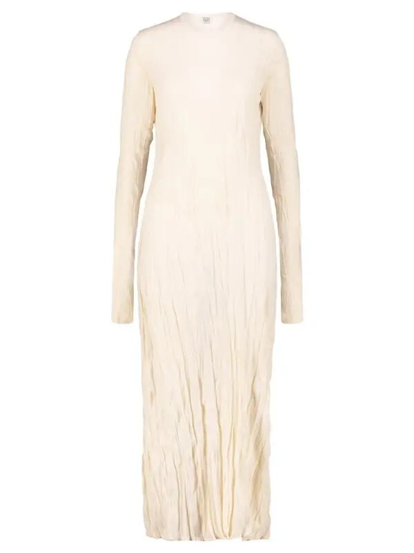 TOTEME Textured Long-sleeved Knitted Dress - Light Apricot Color
