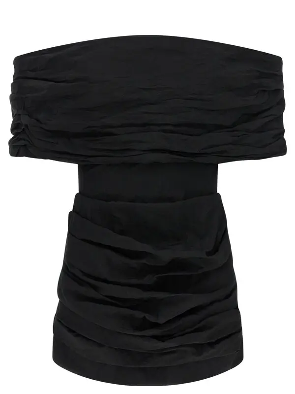 Magda Butrym Off-the-shoulder Ruched Mini Dress - Black
