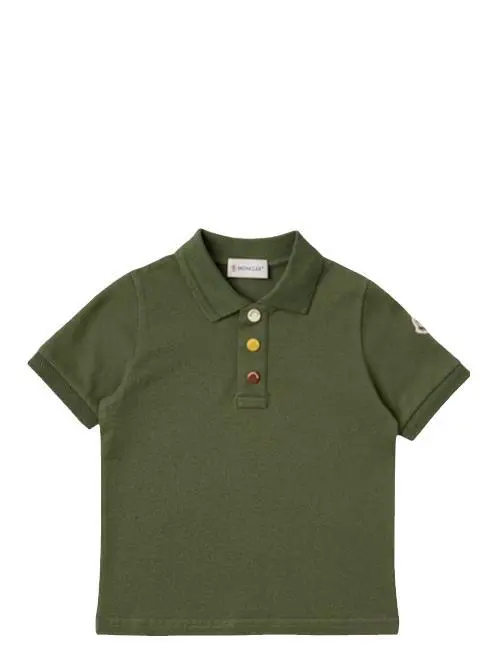Moncler Cotton Piquet Polo Shirt With Logo Patch - Green