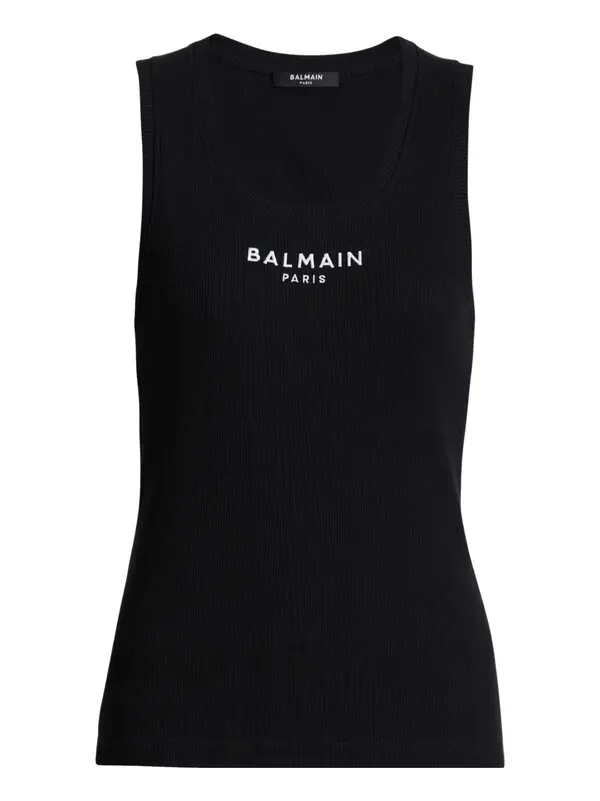 Balmain Paris Embroidered Vest Top - Black