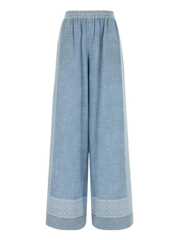 Ermanno Scervino Printed Wide-leg Trousers - Blue