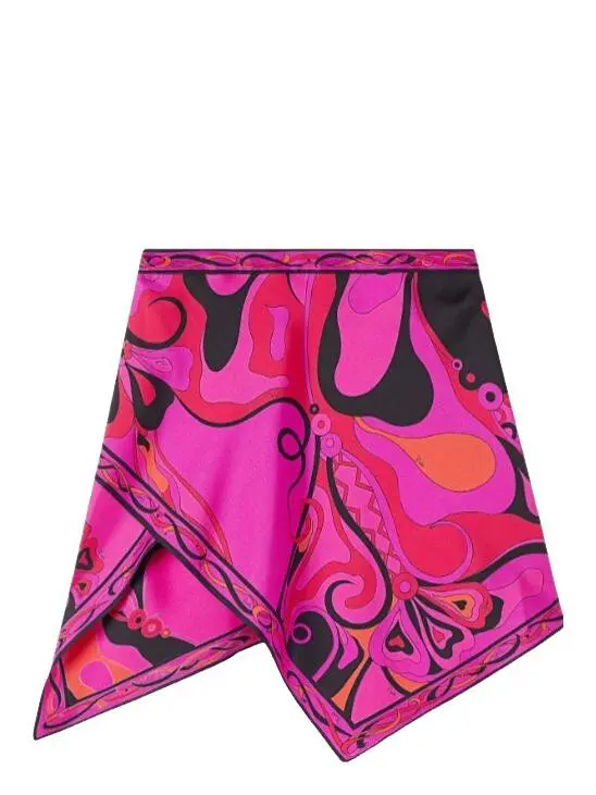 Emilio Pucci Printed Handkerchief Hem Skirt - Fuchsia And Black