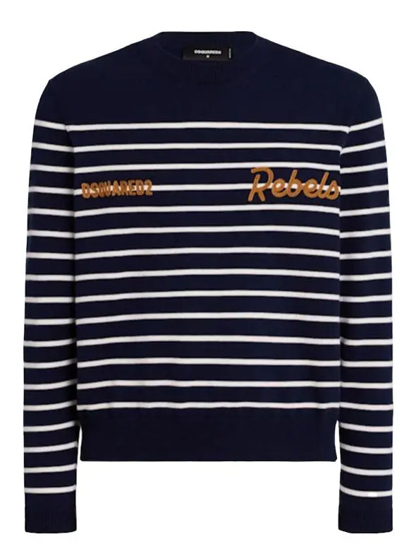 Dsquared2 Striped Knit Sweater With Logo Detail - Black