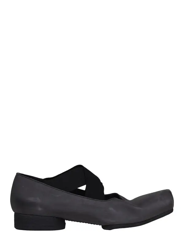 UMA WANG Square-toed Ballet Flats With Criss-cross Straps - Black