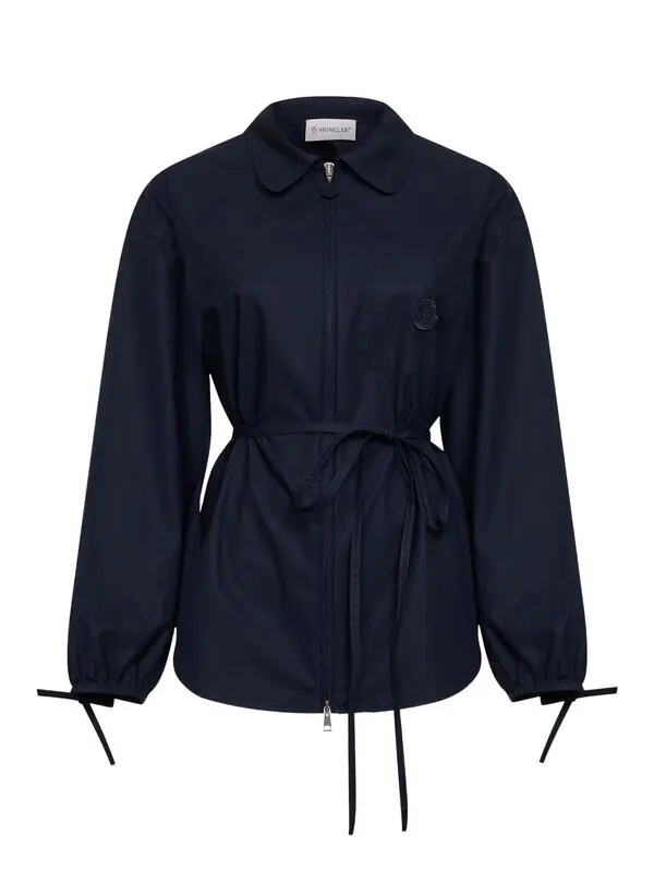 Moncler Logo Patch Zipped Shirt Jacket - Midnight Blue