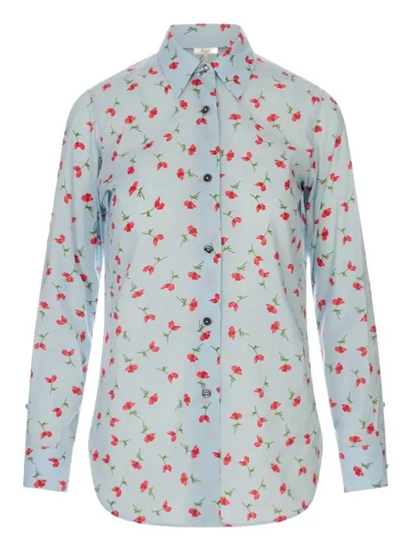 JIL SANDER Long Sleeve Floral Print Shirt - Green
