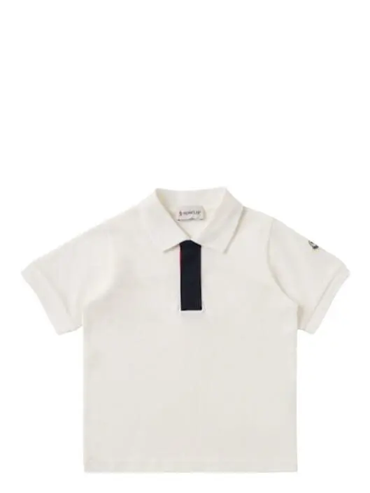 Moncler Cotton Piquet Polo Shirt With Tricolour Trim - White