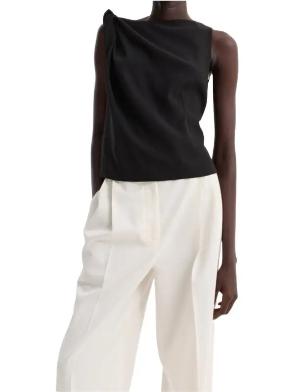 RÓHE Asymmetrical T-shirt With Knot Detail - Black
