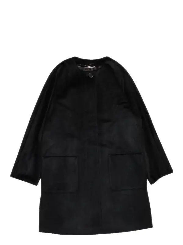 Max Mara Round Neck Coat With Long Sleeves - Black