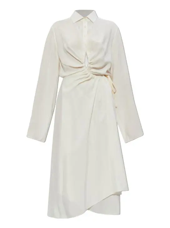 MAISON MARGIELA Draped Cutout Shirt Dress - Cream