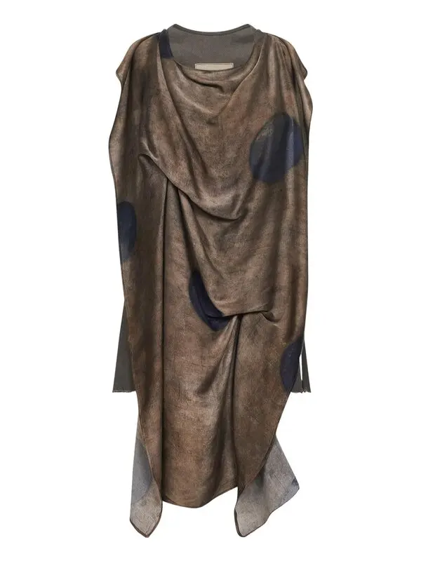 UMA WANG Draped Abstract Print Top - Brown