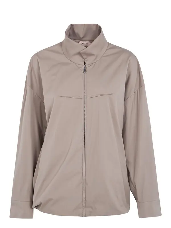 N.21 High-neck Zip-up Bomber Jacket - Nude