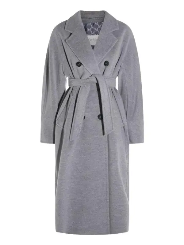 Max Mara Belted Long Sleeve Coat - Gray