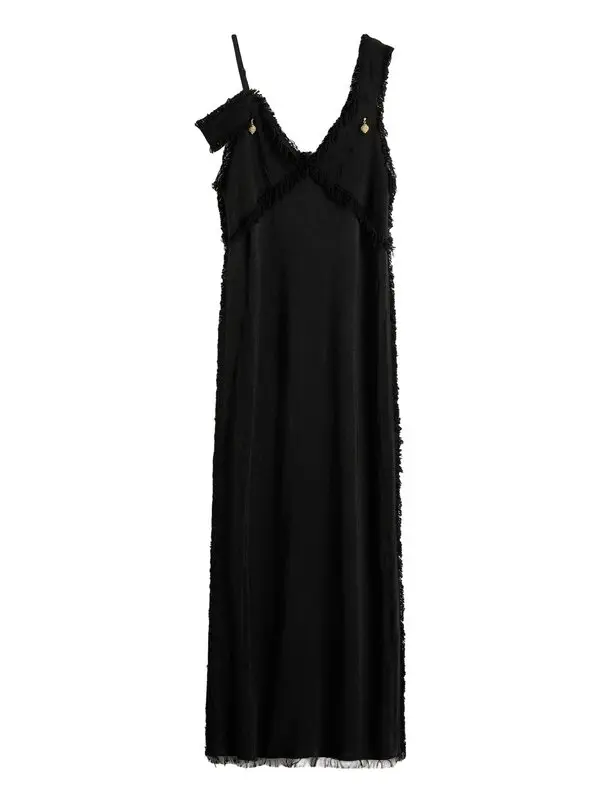 TOTEME V-neck Asymmetrical Dress With Raw Edges - Black