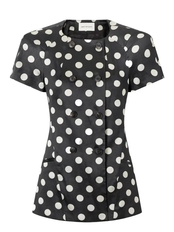 Dries Van Noten Bonny" Polka Dot Jacquard Jacket - Black