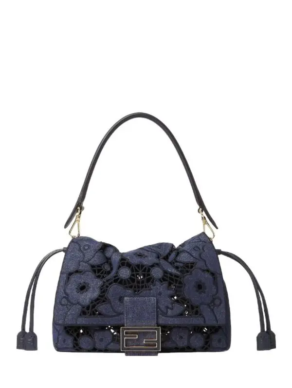 Fendi Medium Mamma Baguette Shoulder Bag With Floral Cutouts - Dark Blue