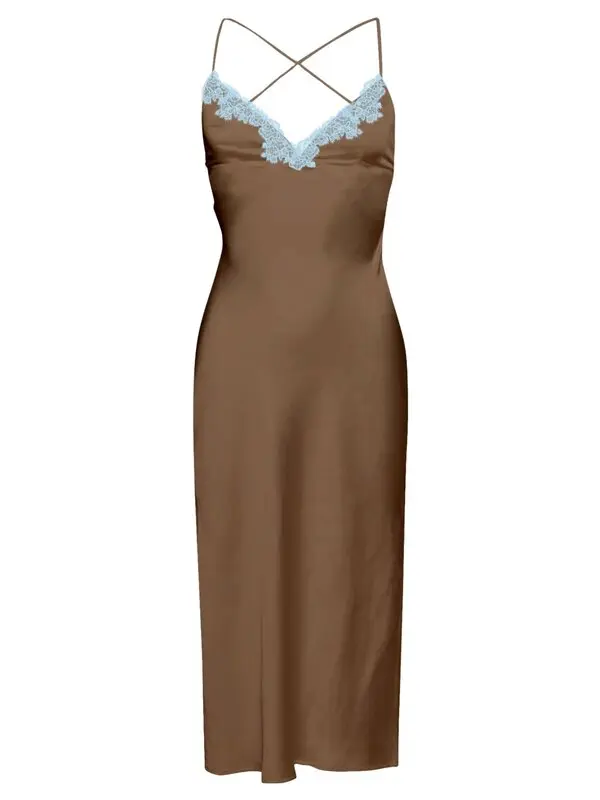 MC2 SAINT BARTH Lace-trimmed Silk Maxi Dress - Green