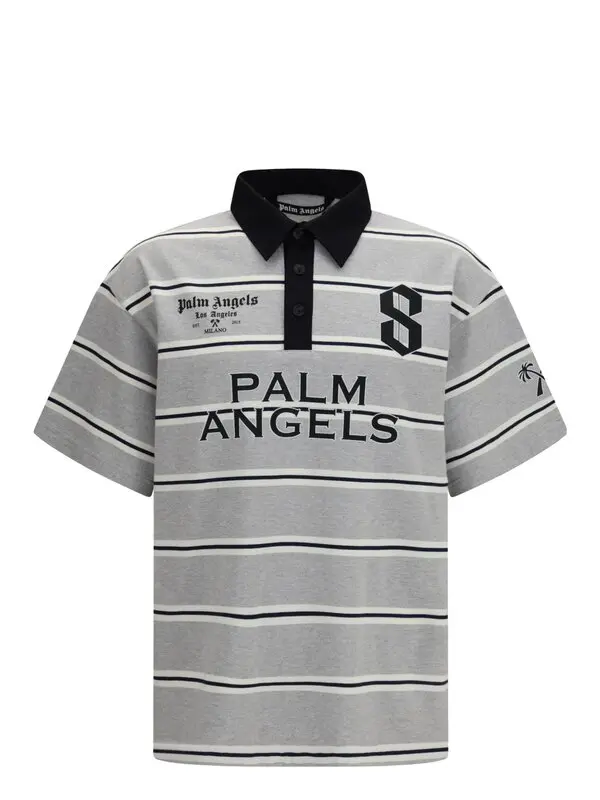 Palm Angels Palm Sport Striped Polo Shirt - Gray