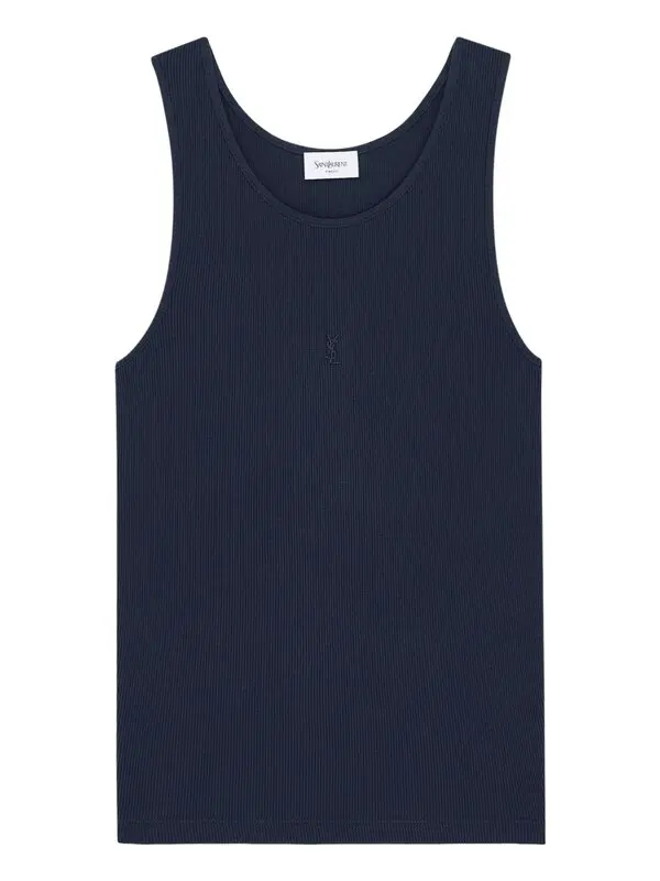 Saint Laurent Cassandre Ribbed Tank Top - Black