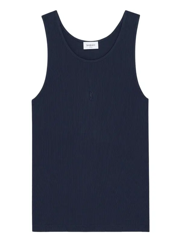 Saint Laurent Cassandre Ribbed Tank Top - Midnight Blue