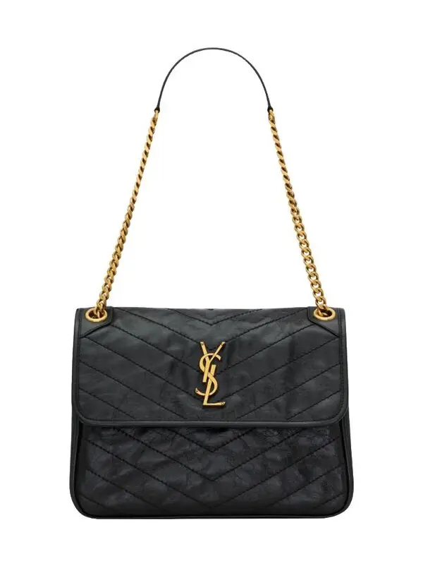 Saint Laurent Niki Logo Plaque Shoulder Bag - Black