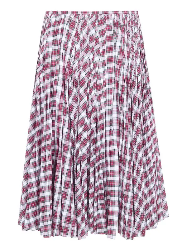 N.21 Plaid Pleated Midi Skirt - Check
