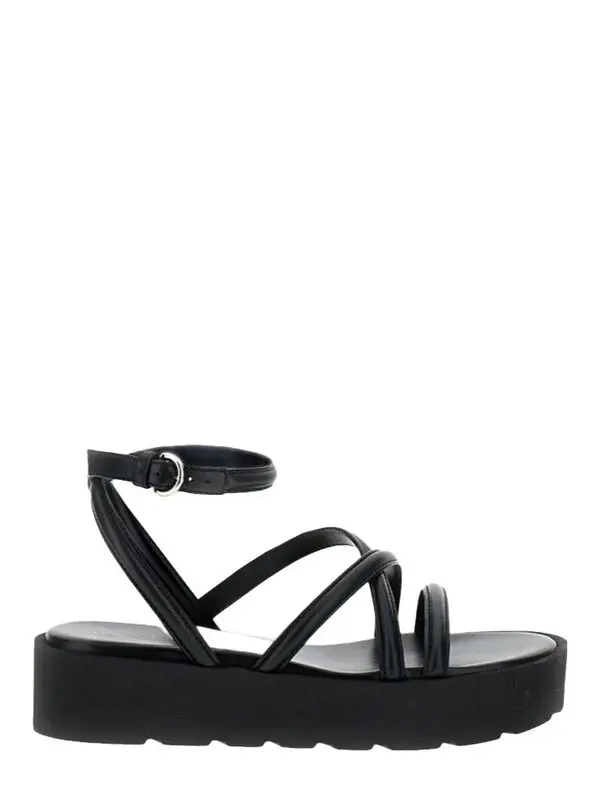 GIANVITO ROSSI Leather Platform Sandals - Black