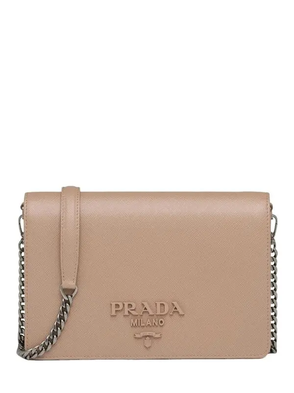 Prada Logo Mini Shoulder Bag - Nude
