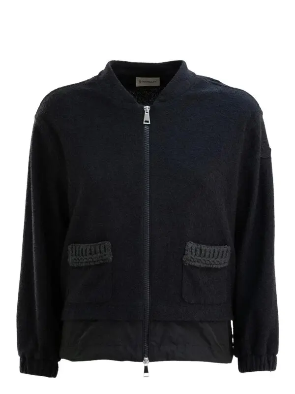 Moncler Boucle Zip-up Cardigan - Midnight Blue