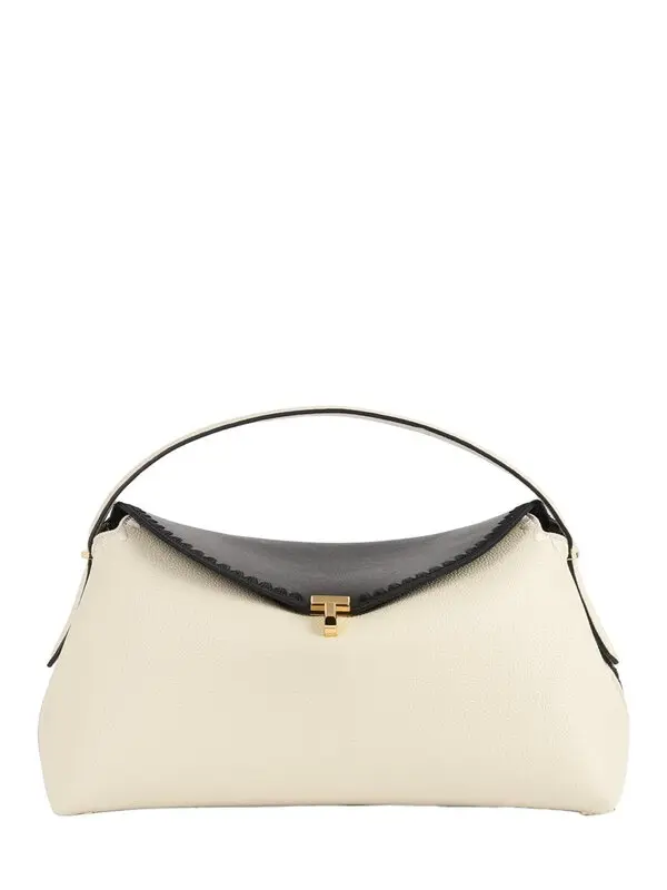 TOTEME T-lock Embroidered Two-toned Shoulder Bag - Black/milk