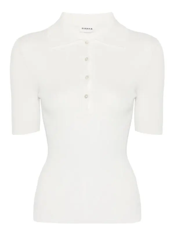 P.a.r.o.s.h Ribbed Knit Buttoned Polo Shirt - White