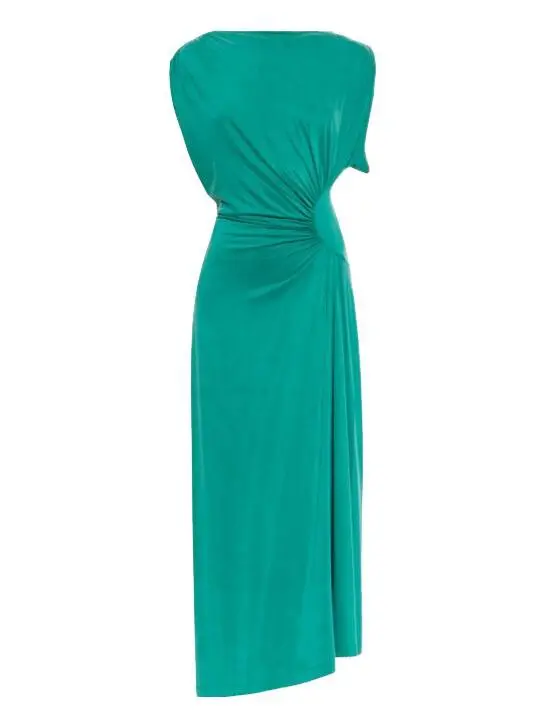 IRO PARIS Sleeveless Asymmetrical Boat Neck Dress - Green