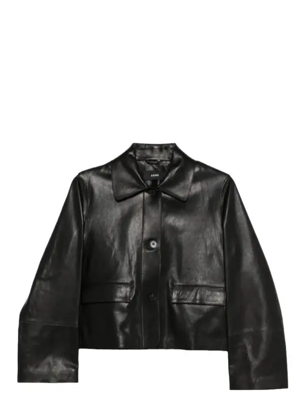 ARMA Leather Jacket With Button Pockets - Black