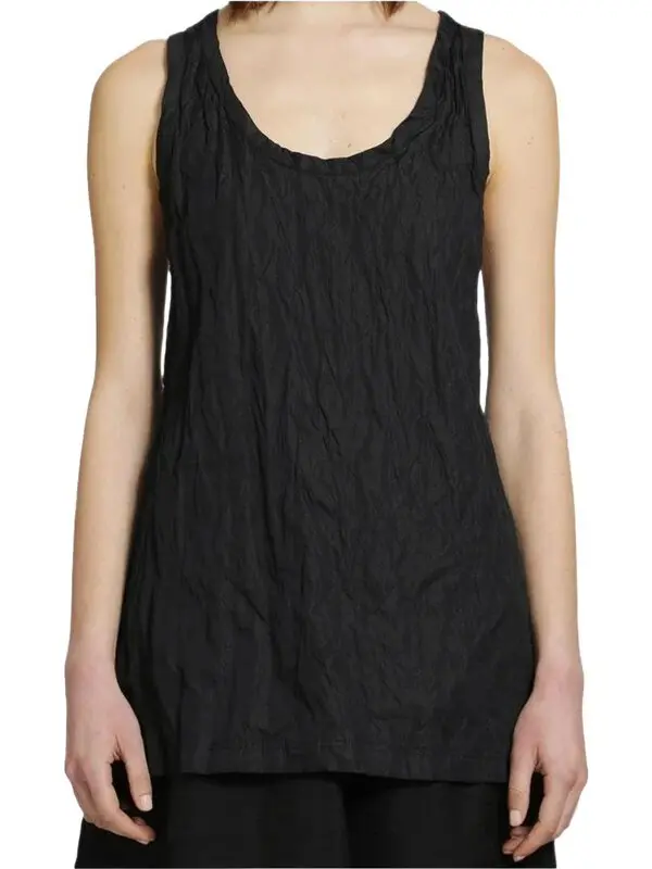 TOTEME Sleeveless Crinkled Tank Top - Black