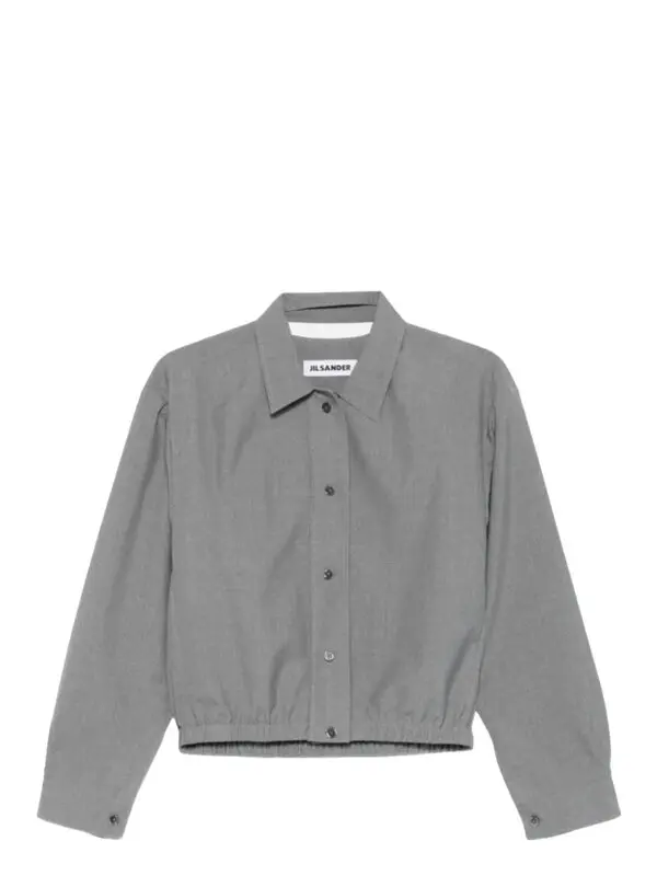 JIL SANDER Poplin Cropped Shirt With Buckle Cuffs - Gray