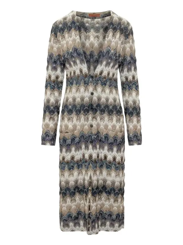 Missoni Long Chevron Knit Cardigan - Gray