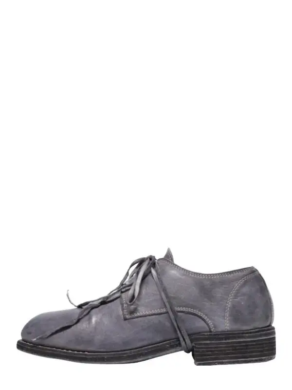 Guidi Lace Up Leather Flat - Gray