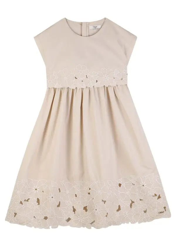 Chloé Sleeveless Floral Embroidered Dress - Beige