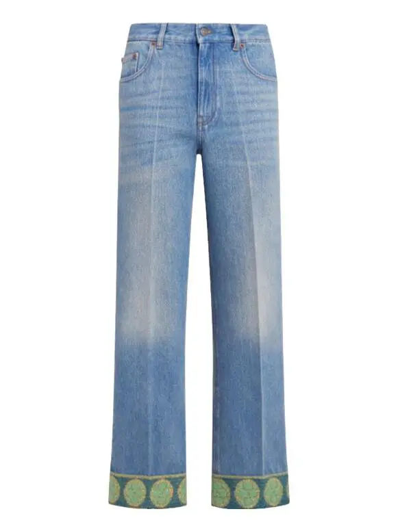 Valentino Garavani Embroidered High Rise Straight Jeans - No