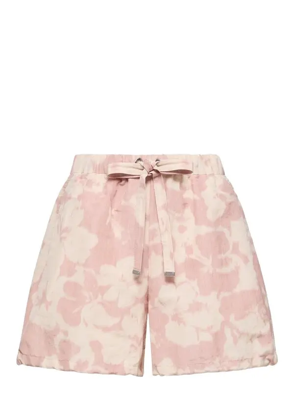 Moncler Floral Print Drawstring Shorts - Nude