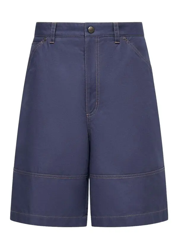 Moncler Contrast Stitch Denim Shorts - Navy Blue