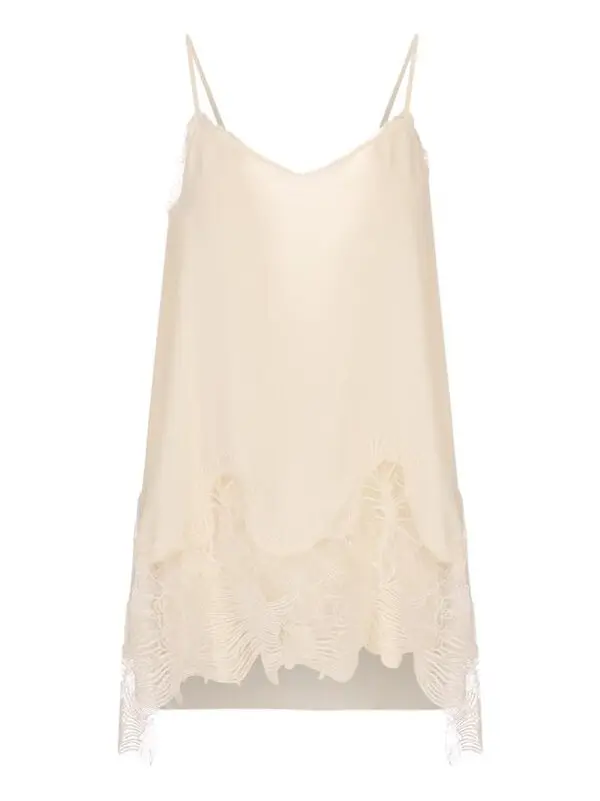 Fabiana Filippi Sleeveless V-neck Lace Trim Top - Nude