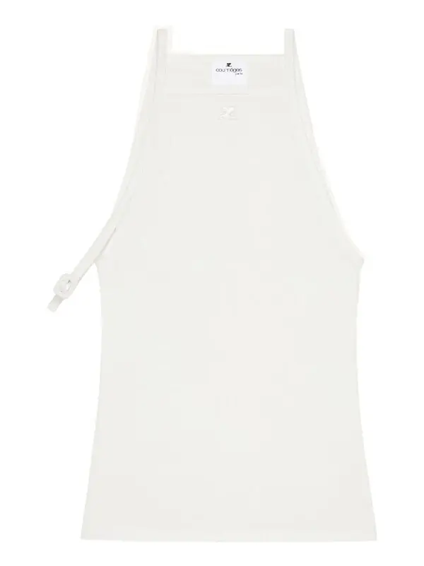 COURREGES Courrèges Ribbed Buckle Halter Top - White