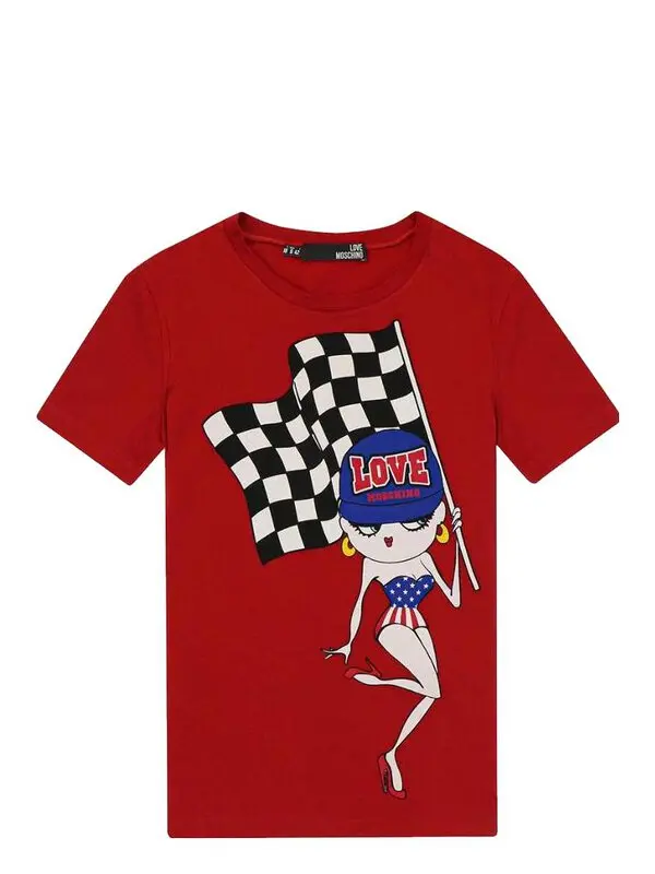 Moschino Printed Cotton T-shirt - Red